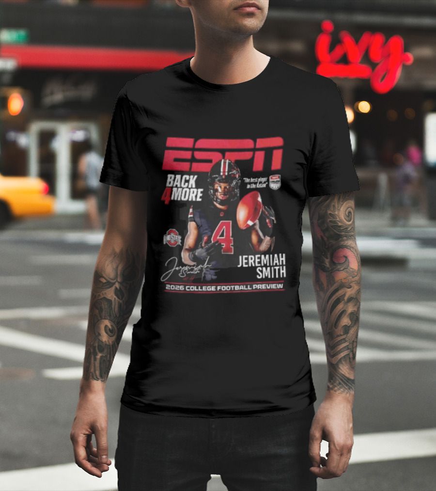 ESPN Back For More Ohio State Buckeyes Jeremiah Smith 2026 College Football Preview T-Shirt