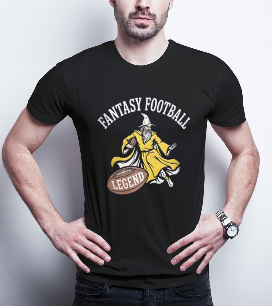 Fantasy Football Legend Yellow Robe Wizard Running With Ball T-Shirt