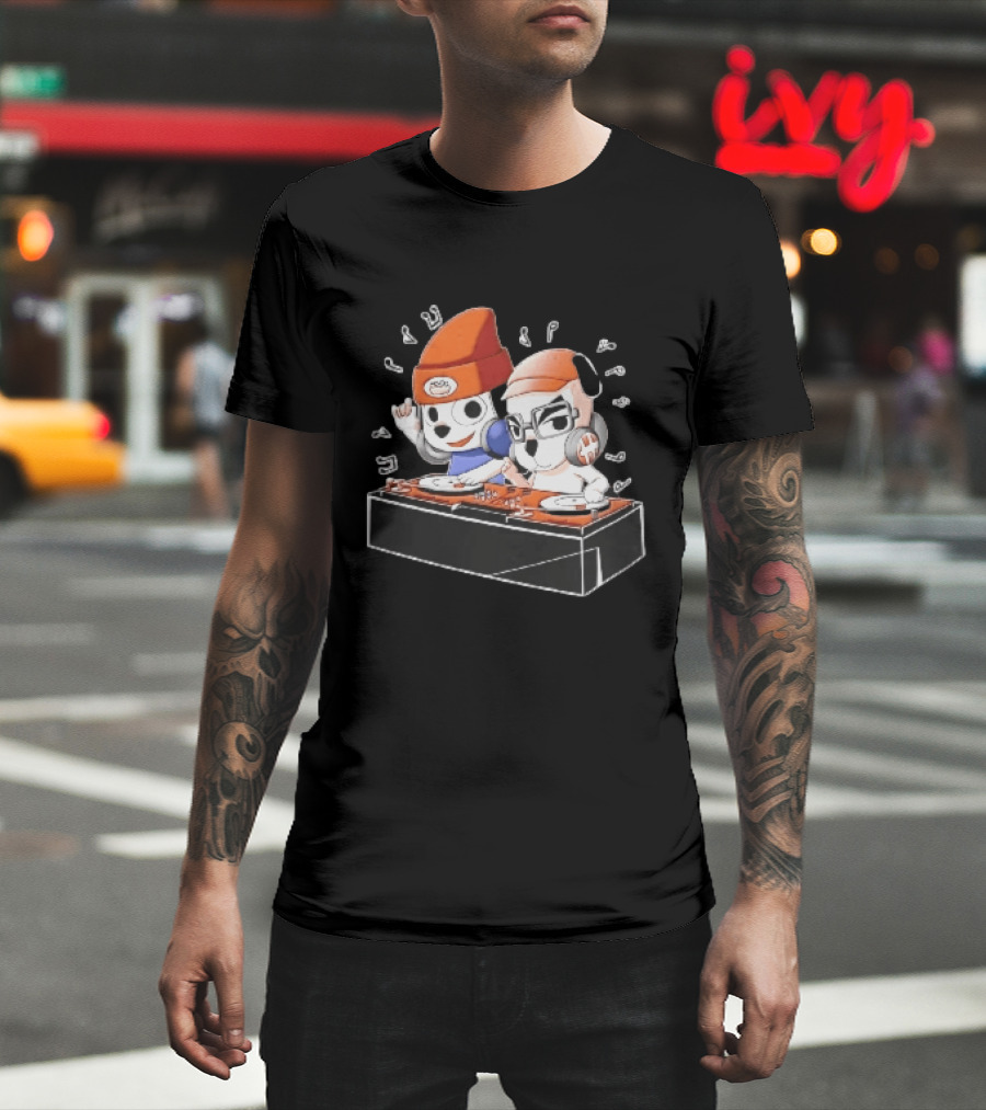 Parappa The Rapper DJ KK Animal Crossing Turntables Music Notes Collaboration T-Shirt