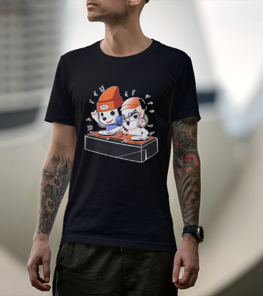 Parappa The Rapper DJ KK Animal Crossing Turntables Music Notes Collaboration T-Shirt