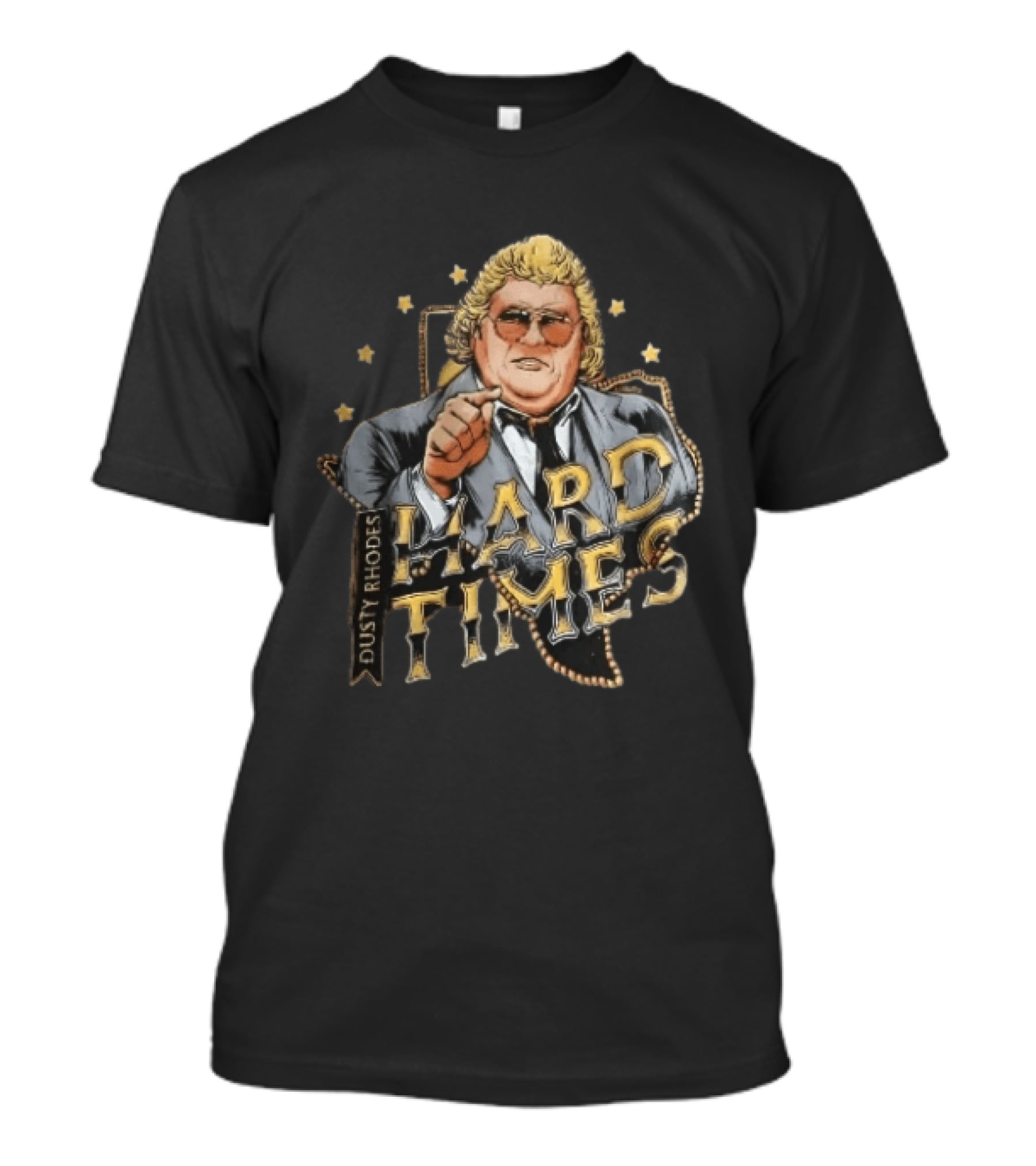 Dusty Rhodes Hard Times Wrestler Pointing Suit Sunglasses Stars T-Shirt