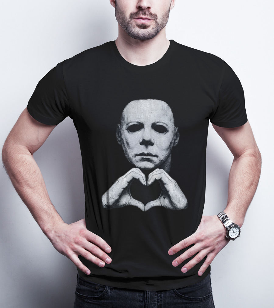 Michael Myers Heart Hands Iconic Horror Character Gesture T-Shirt