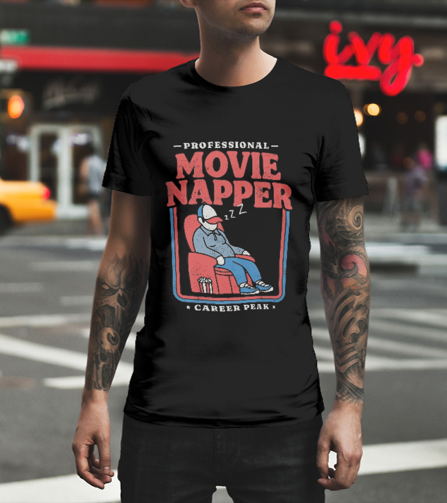Professional Movie Napper Career Peak Experienced At Falling Asleep During Movies Zzz T-Shirt