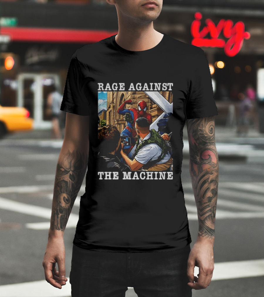 Rage Against The Machine Spider Man Bold Street Art Scene T-Shirt
