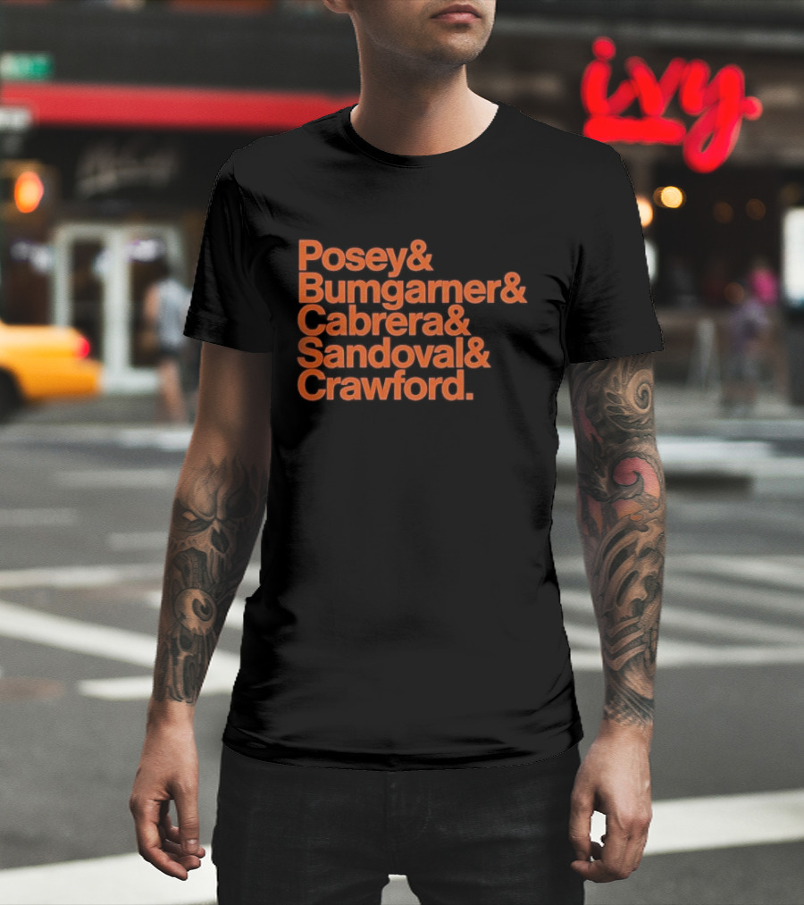San Francisco Giants Posey Bumgarner Cabrera Sandoval Crawford Legends T-Shirt