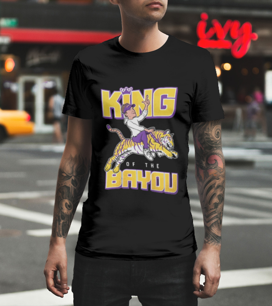 King Of The Bayou Lane Kiffin Tiger Riding T-Shirt