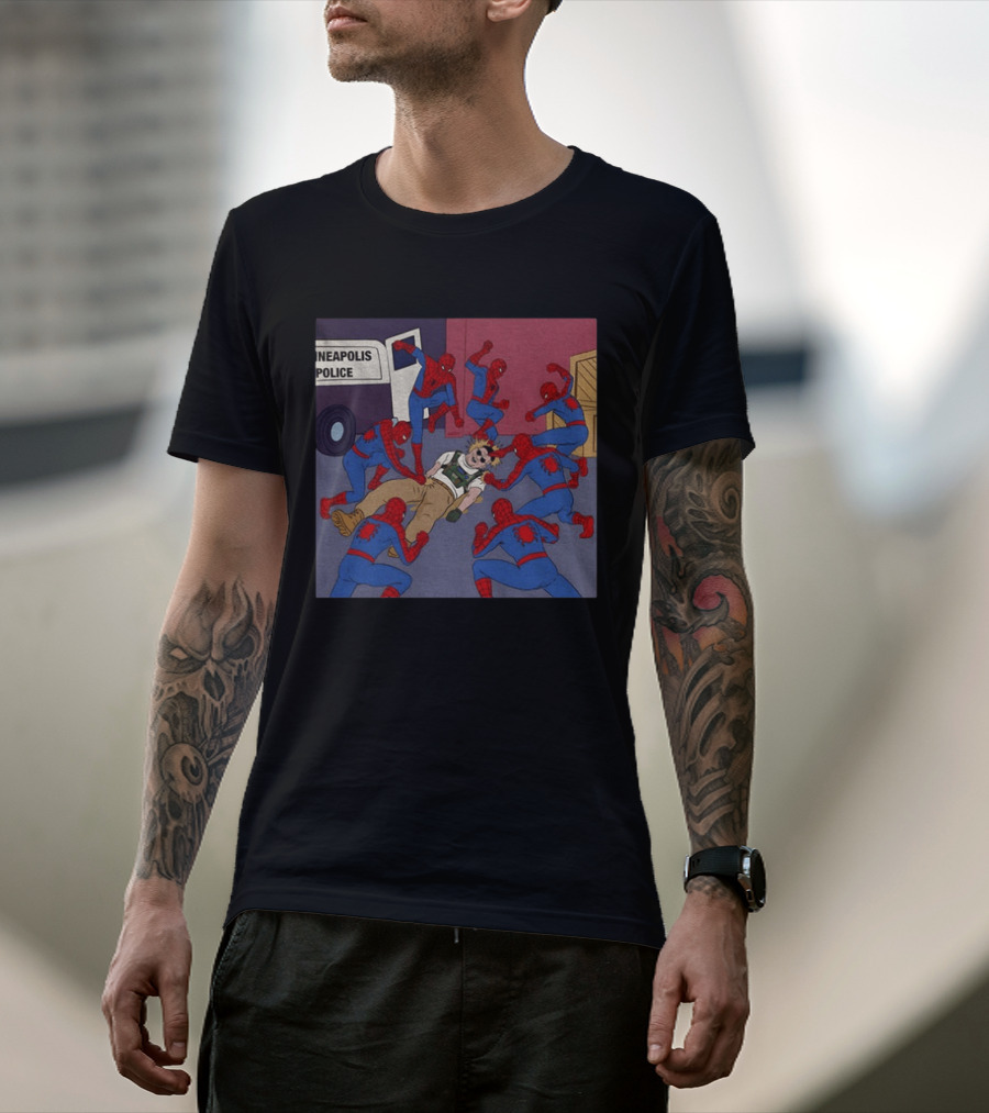 Spider Man How To Fight Fascism Neapolis Police Scene T-Shirt