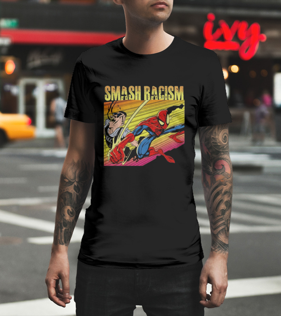 Spider Man Smash Racism Comic Protest Message T-Shirt