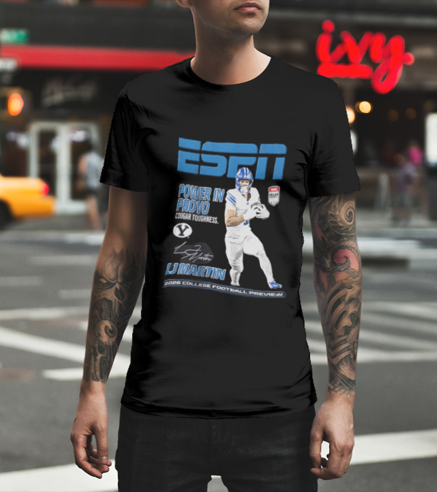 ESPN Power In Provo BYU Football LJ Martin 2026 College Football Preview T-Shirt