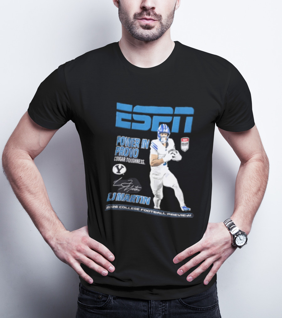 ESPN Power In Provo BYU Football LJ Martin 2026 College Football Preview T-Shirt