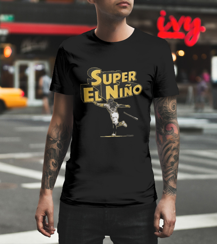 Super El Nino Baseball Player Celebrating Bat Flip Victory T-Shirt