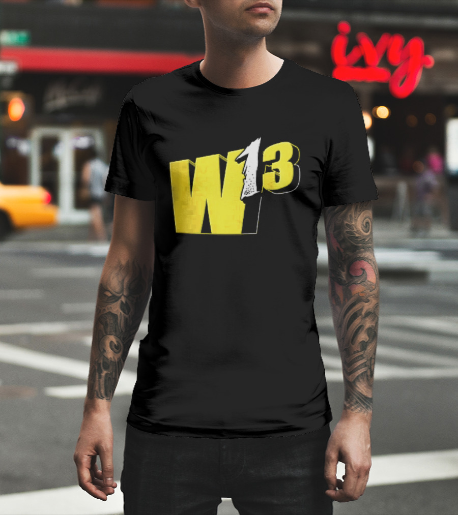 W13 Yellow 3D Bold Number T-Shirt