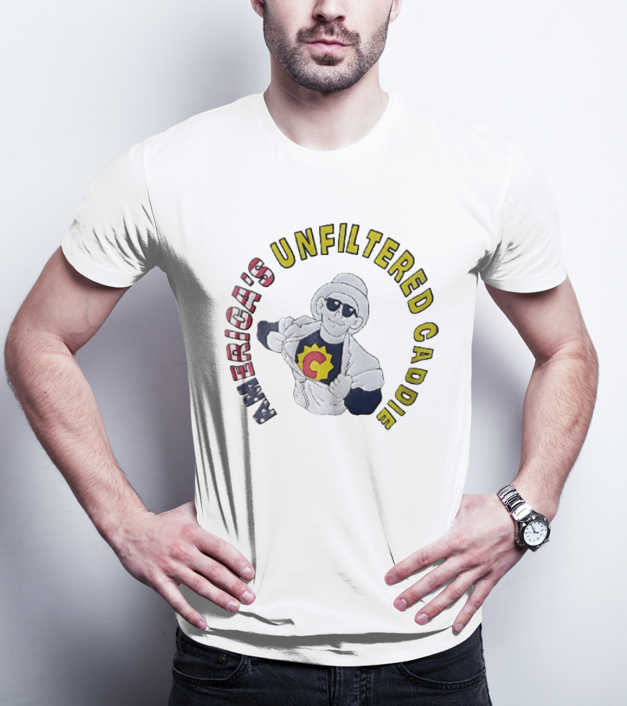 America's Unfiltered Caddie Cartoon Superhero Ripping Open Jumpsuit T-Shirt