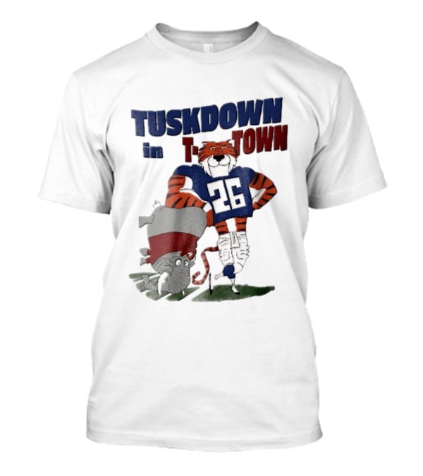 Tuskdown In Town Auburn Tigers NCAA Cartoon Elephant T-Shirt