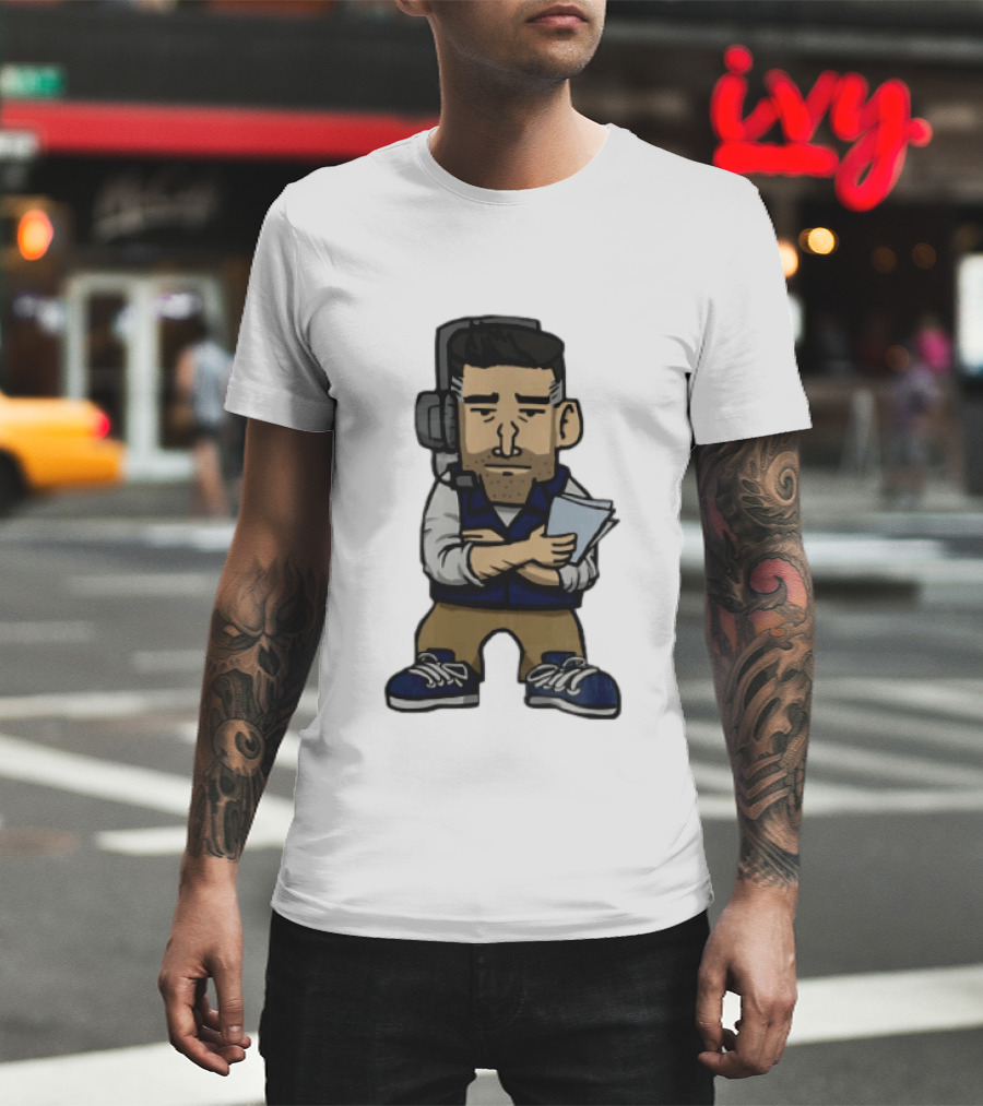 Bill Belichick Headset New England Patriots Coach Caricature T-Shirt