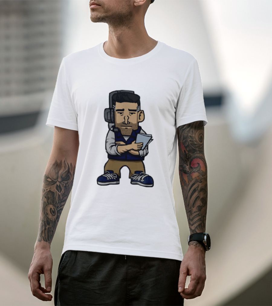 Bill Belichick Headset New England Patriots Coach Caricature T-Shirt