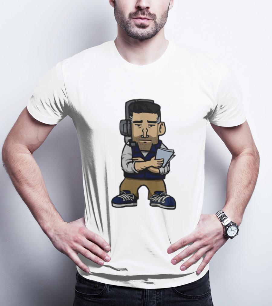 Bill Belichick Headset New England Patriots Coach Caricature T-Shirt