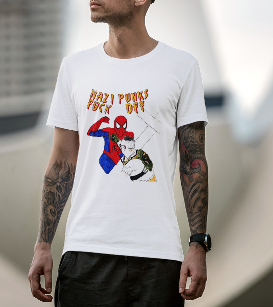 Nazi Punks Fuck Off Spider Man Punching T-Shirt