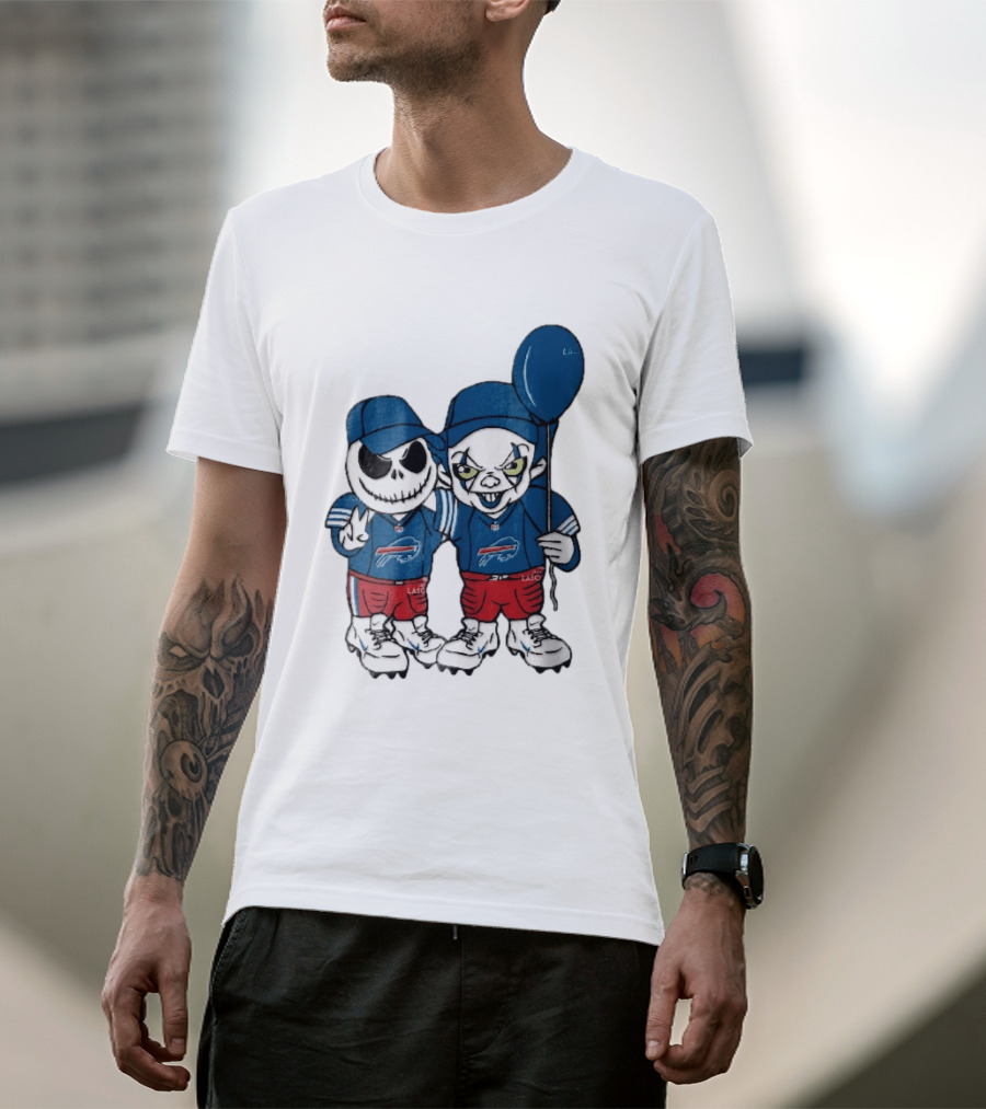 Buffalo Bills Skeleton Clown Duo With Balloon NFL Team Spirit T-Shirt