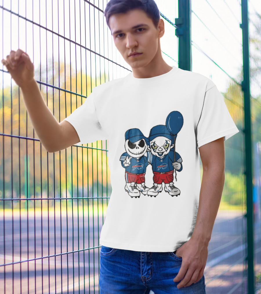 Buffalo Bills Skeleton Clown Duo With Balloon NFL Team Spirit T-Shirt