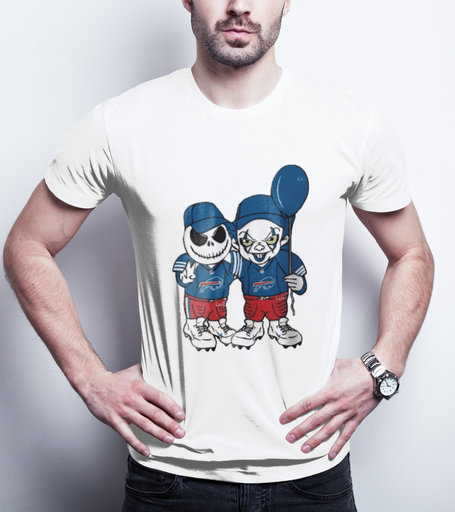 Buffalo Bills Skeleton Clown Duo With Balloon NFL Team Spirit T-Shirt