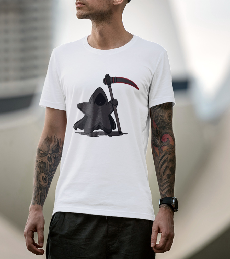 Cartoon Star Grim Reaper Cloak Red Lightsaber Scythe T-Shirt
