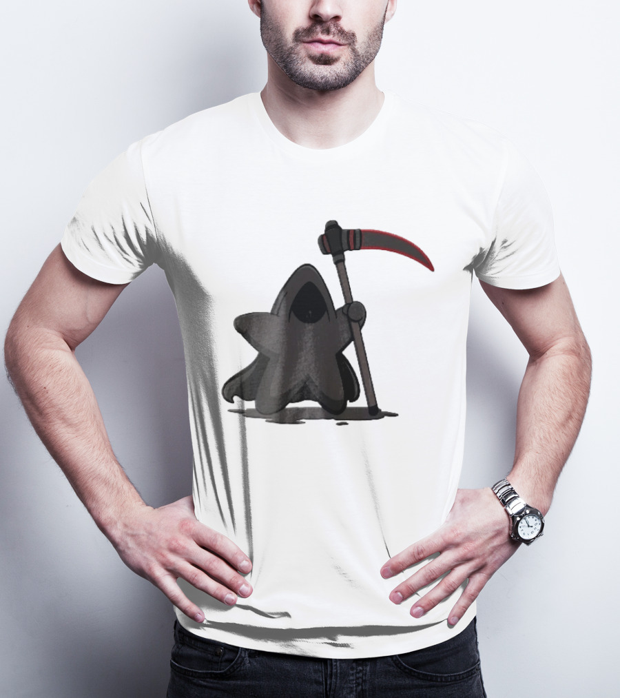 Cartoon Star Grim Reaper Cloak Red Lightsaber Scythe T-Shirt