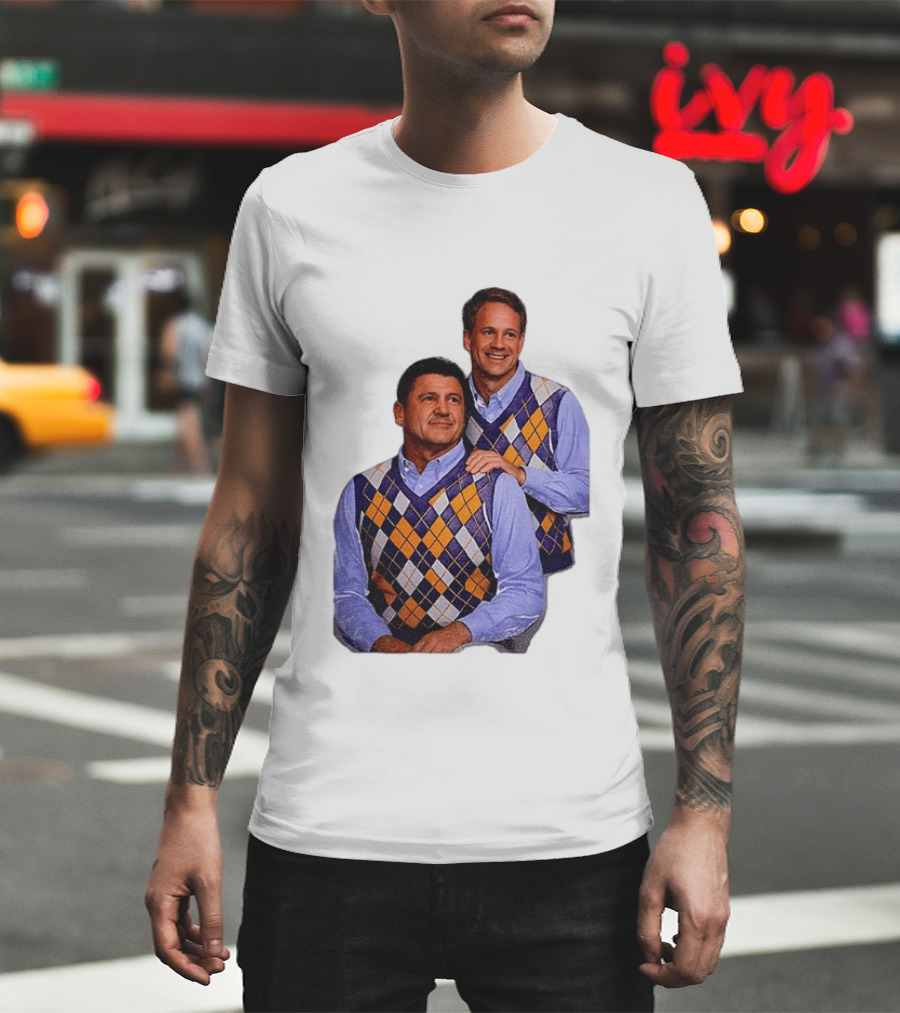 LSU Tigers Ed Orgeron Vs Kim Mulkey Argyle Sweater Coaches T-Shirt