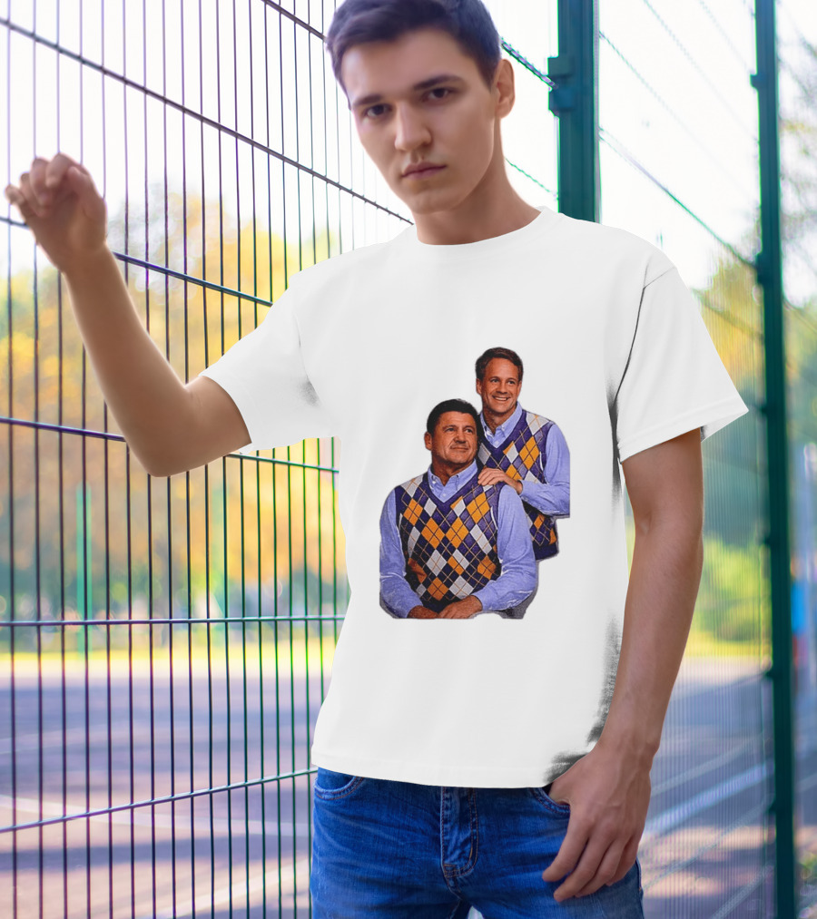 LSU Tigers Ed Orgeron Vs Kim Mulkey Argyle Sweater Coaches T-Shirt