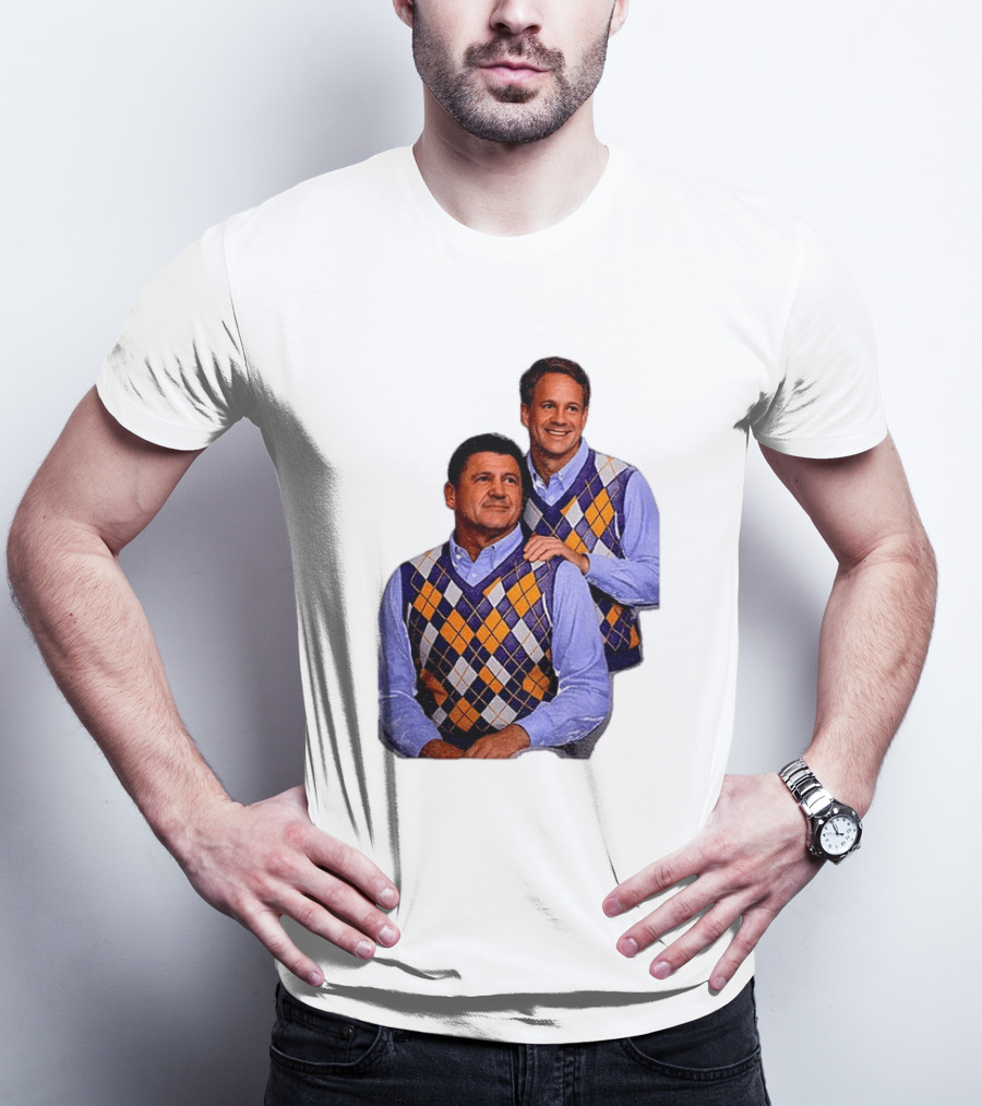 LSU Tigers Ed Orgeron Vs Kim Mulkey Argyle Sweater Coaches T-Shirt