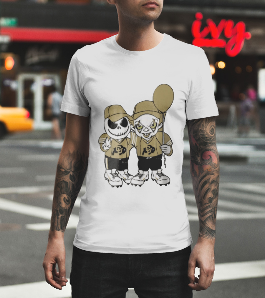 Colorado Buffaloes NCAA Jack Skellington Clown With Balloon Football T-Shirt