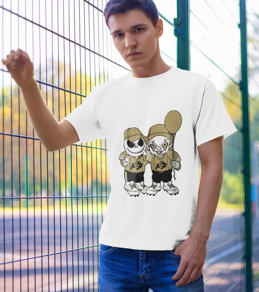 Colorado Buffaloes NCAA Jack Skellington Clown With Balloon Football T-Shirt