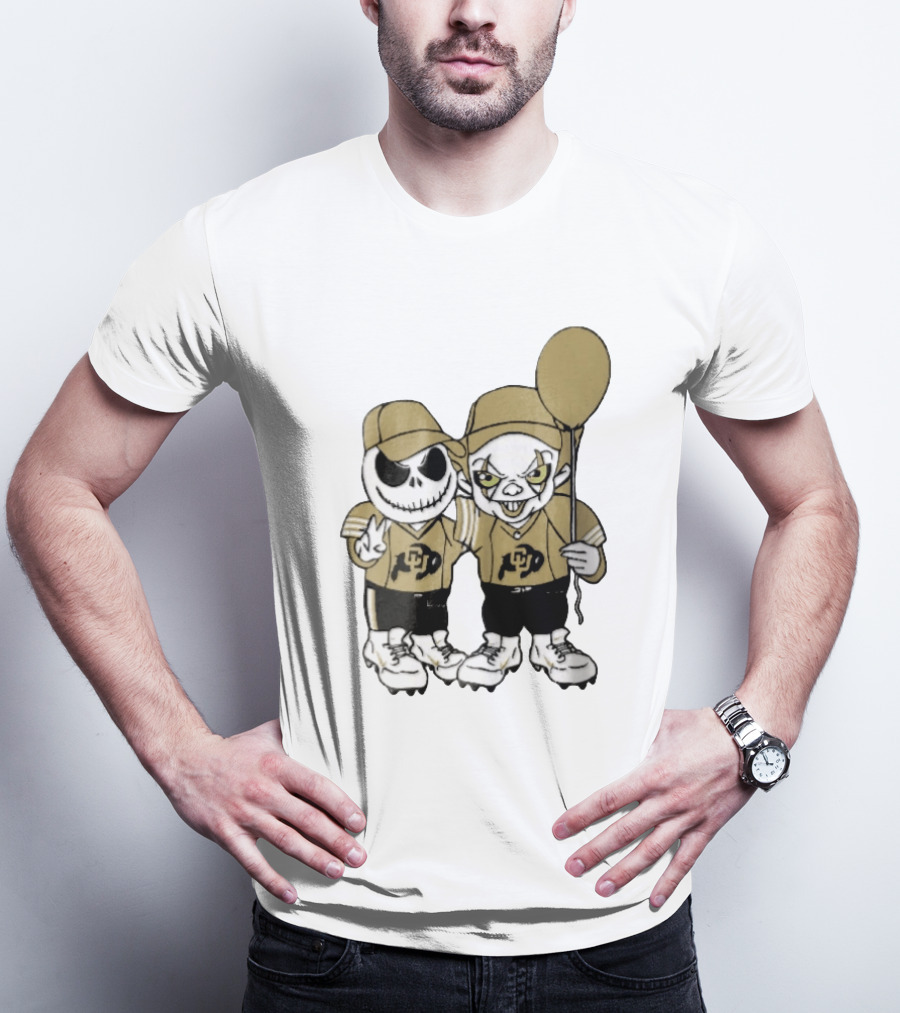 Colorado Buffaloes NCAA Jack Skellington Clown With Balloon Football T-Shirt