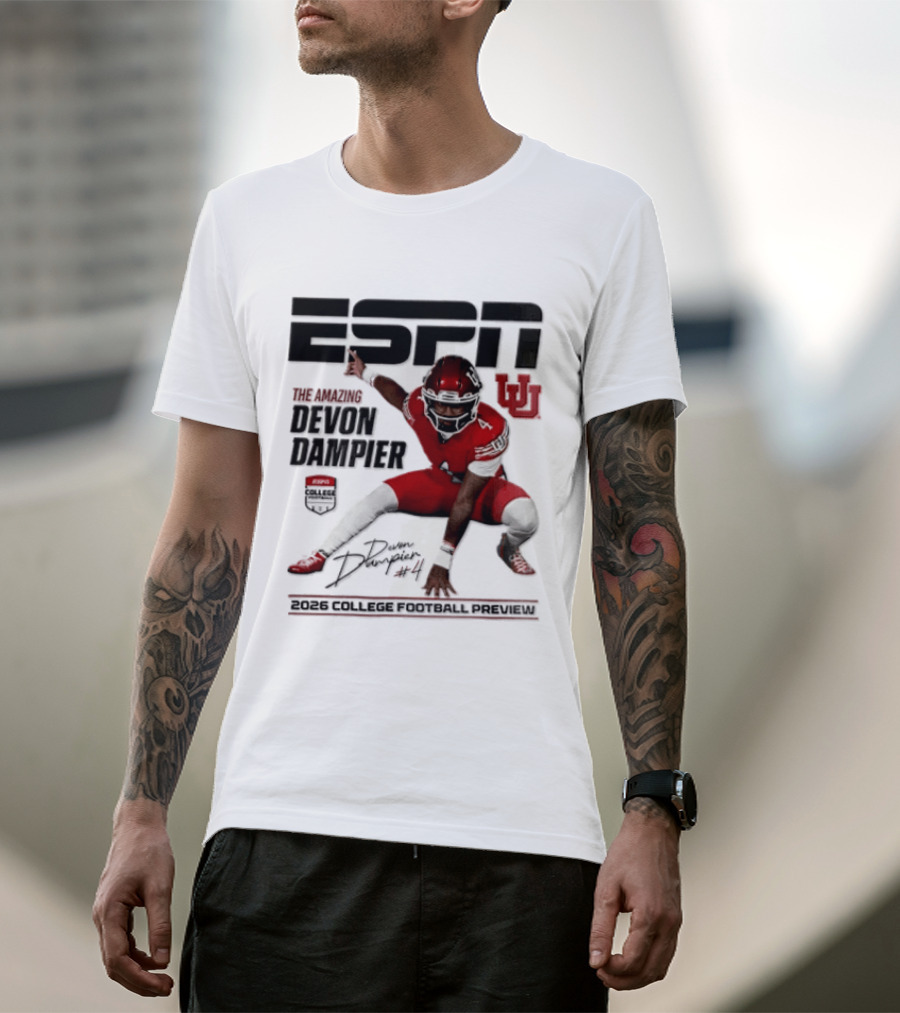 ESPN College Football 2026 Preview Devon Dampier Utah Utes T-Shirt