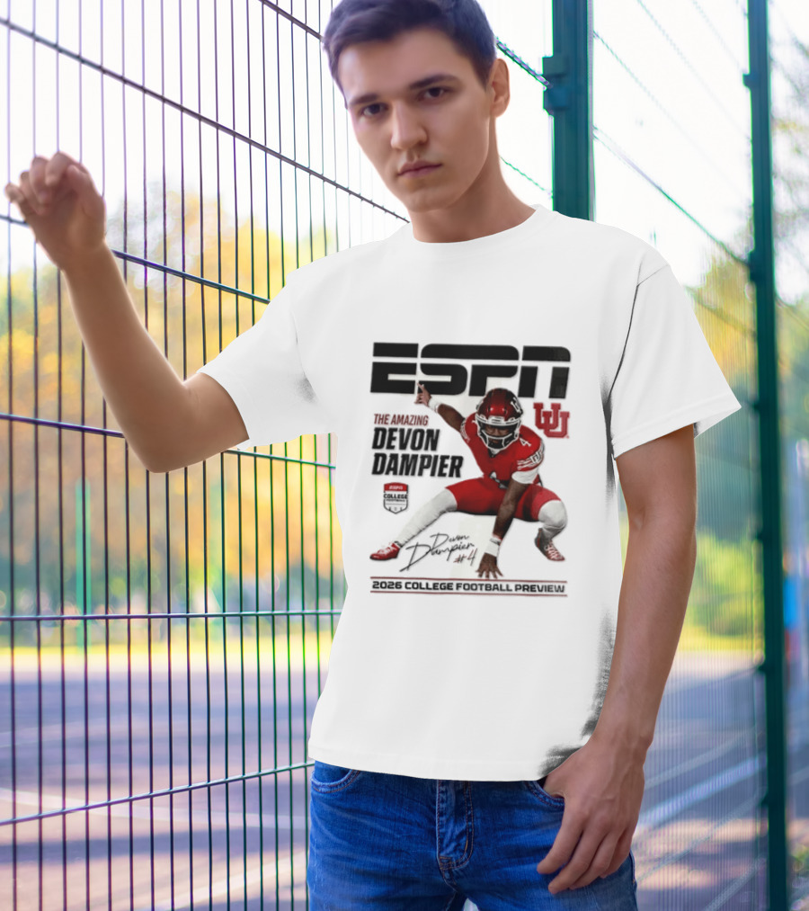 ESPN College Football 2026 Preview Devon Dampier Utah Utes T-Shirt