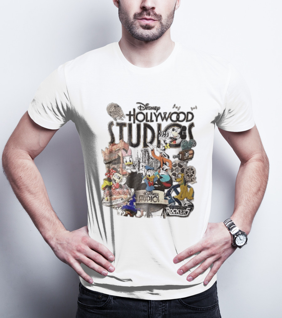 Disney Hollywood Studios G Force Records Rockers Distressed Cartoon Characters Collage T-Shirt