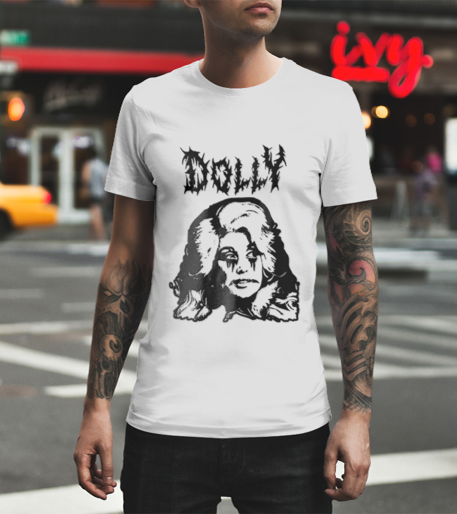 Dolly Parton Corpse Paint Bouffant Halftone Caricature T-Shirt