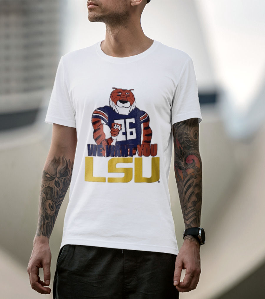 LSU Tigers We Want You Number 26 Mascot Pointing T-Shirt