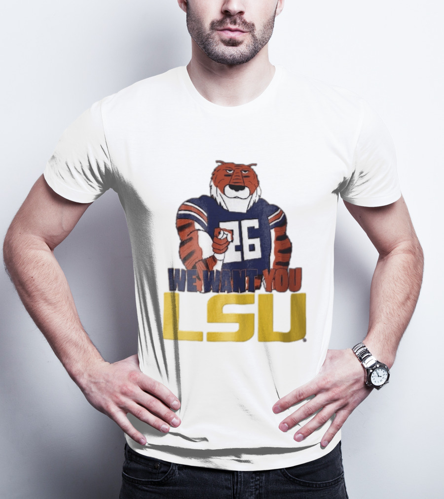 LSU Tigers We Want You Number 26 Mascot Pointing T-Shirt