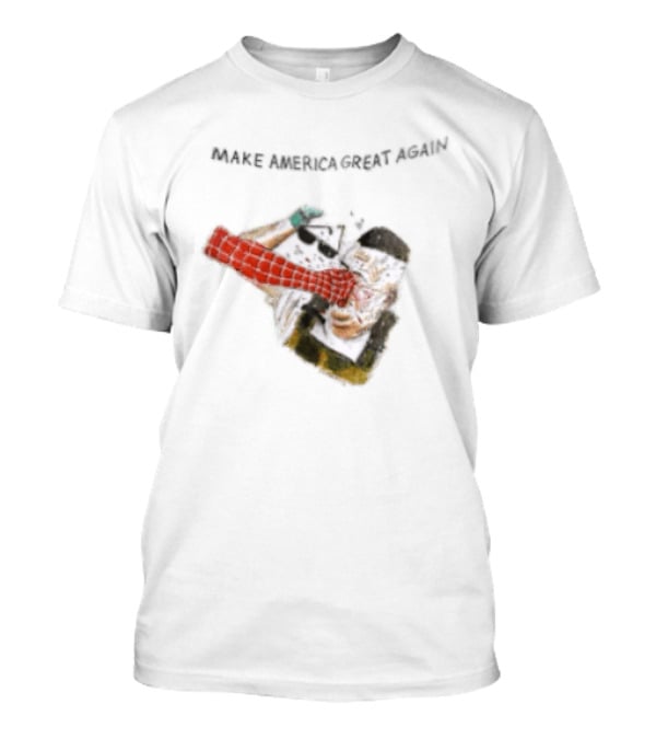Make America Great Again Spider Man Punching Political Caricature T-Shirt