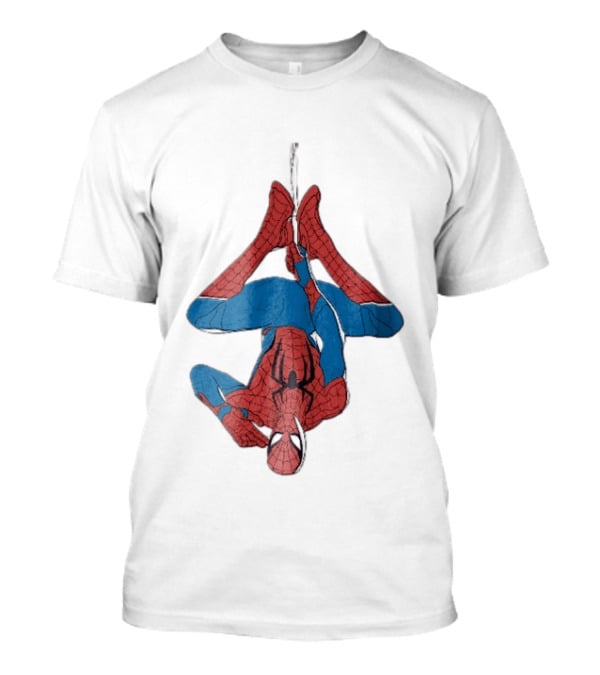 Marvel Spider Man Upside Down Hanging Web Cartoon T-Shirt