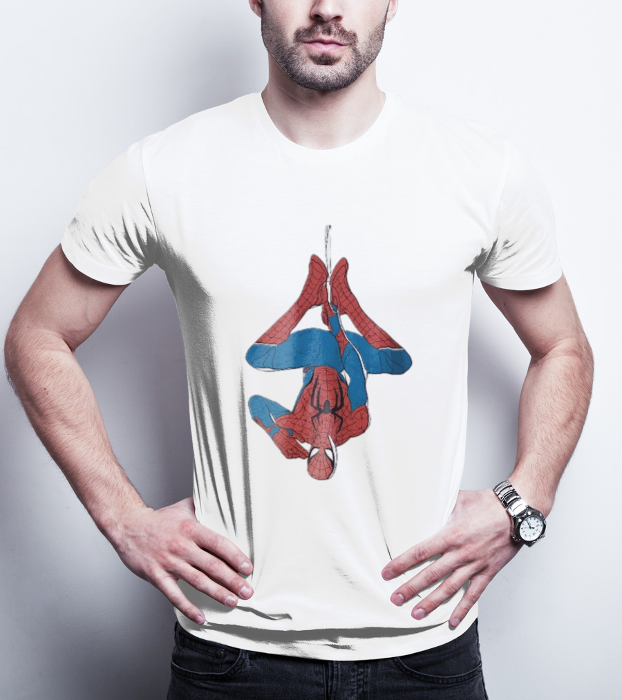 Marvel Spider Man Upside Down Hanging Web Cartoon T-Shirt