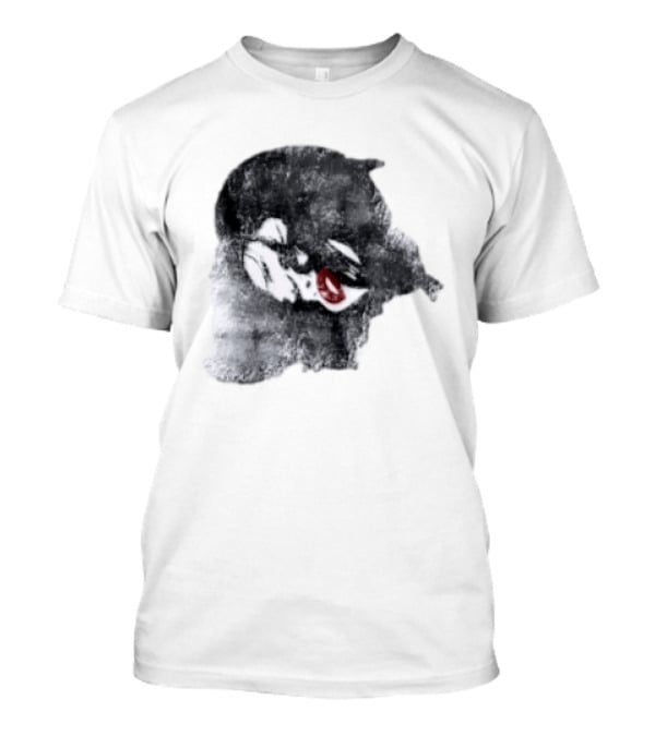 Nessa Barrett Tough Love Off The Shoulder Monochrome Red Lips Sketch T-Shirt