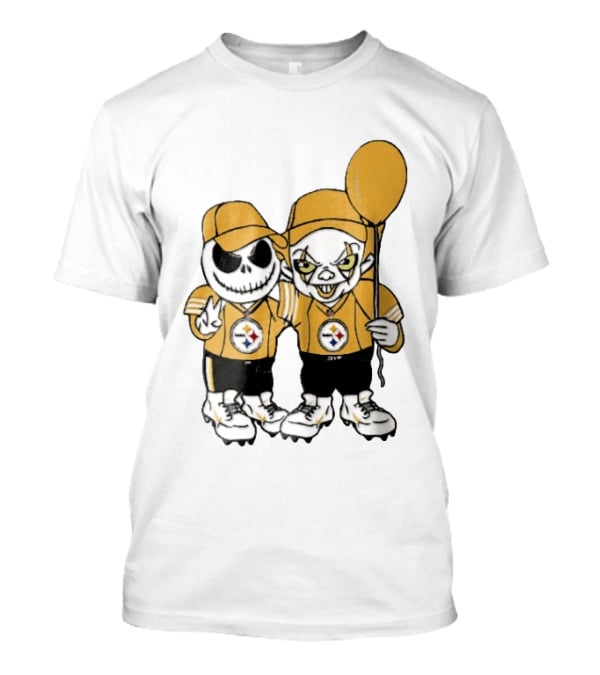 Pittsburgh Steelers Jack Skellington Pennywise Yellow Balloon NFL Cartoon Duo T-Shirt