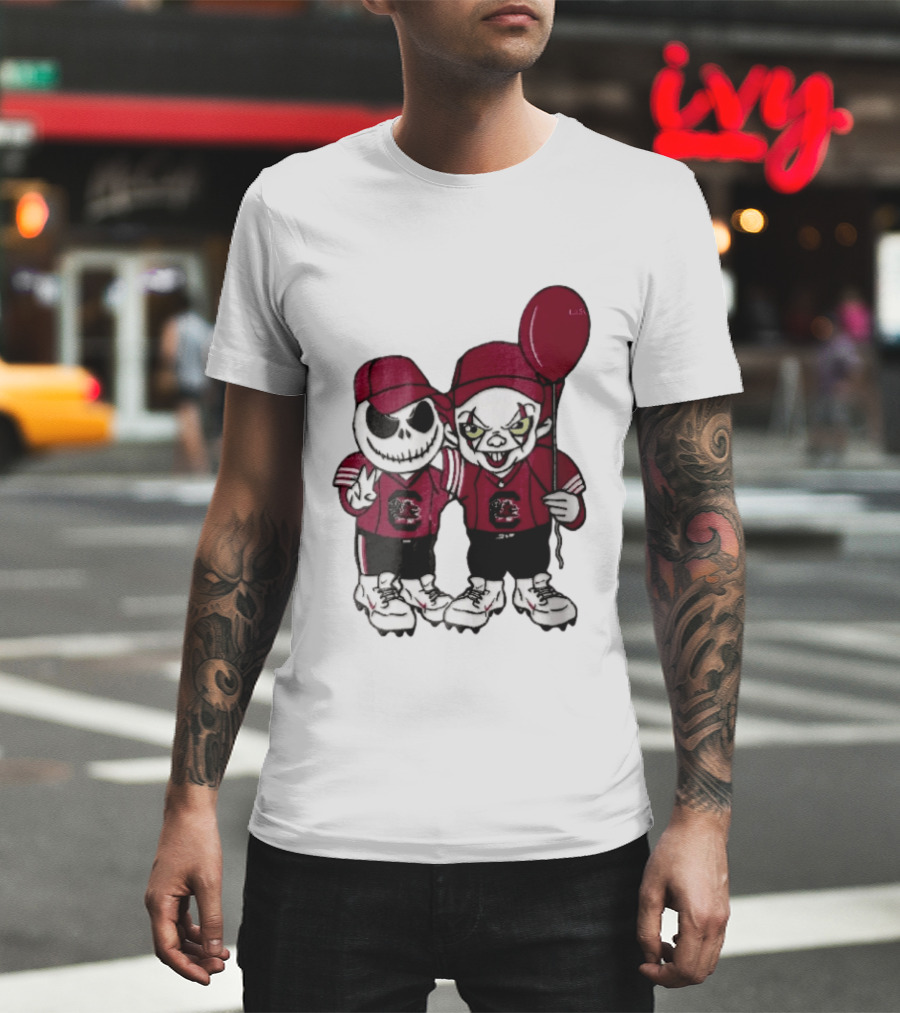 South Carolina Gamecocks NCAA Jack Skellington Pennywise Red Balloon Cartoon T-Shirt
