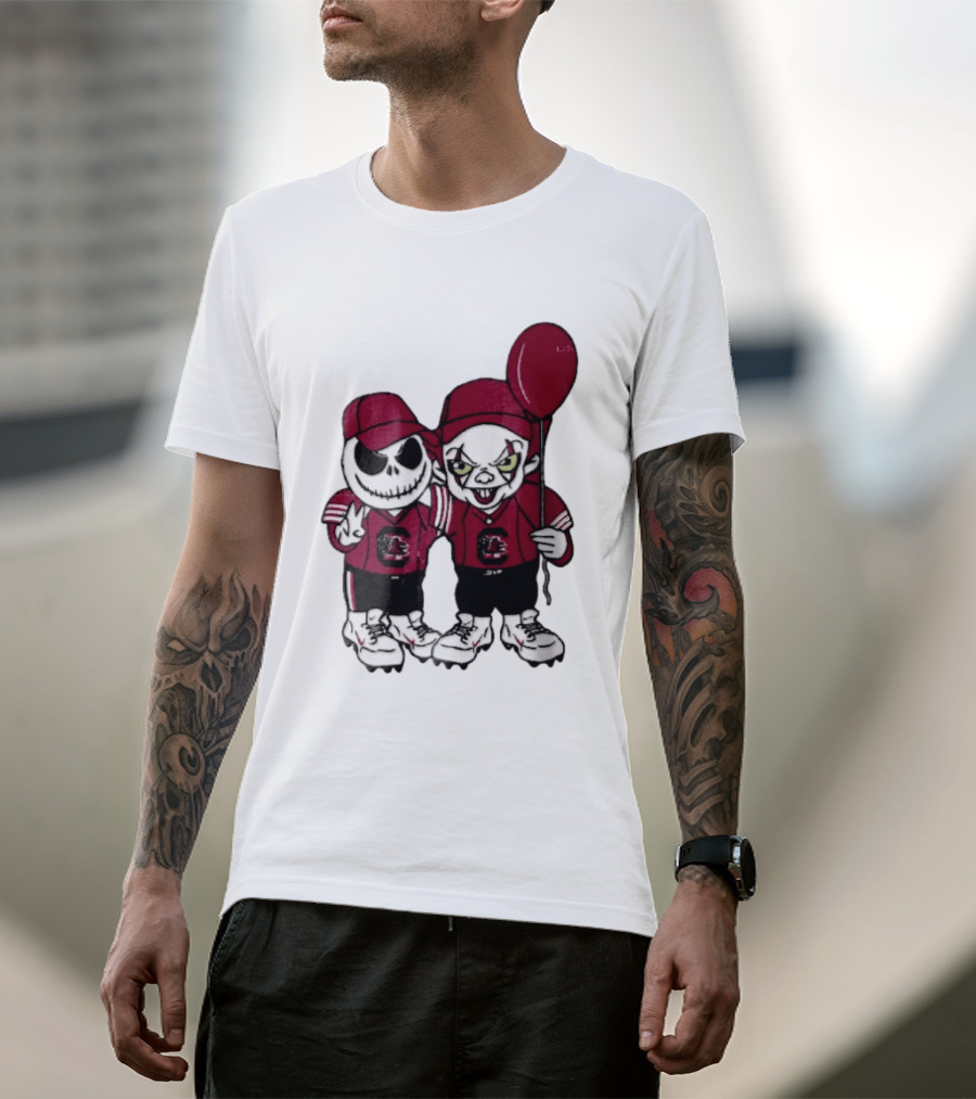 South Carolina Gamecocks NCAA Jack Skellington Pennywise Red Balloon Cartoon T-Shirt