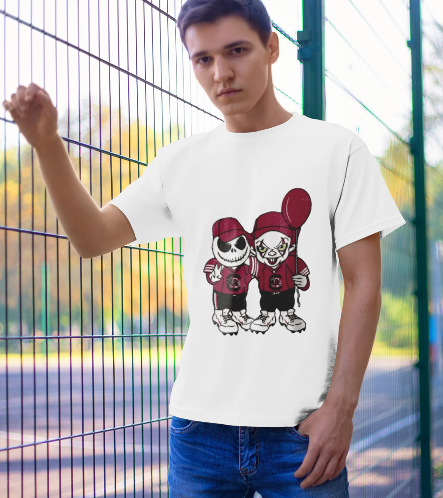 South Carolina Gamecocks NCAA Jack Skellington Pennywise Red Balloon Cartoon T-Shirt