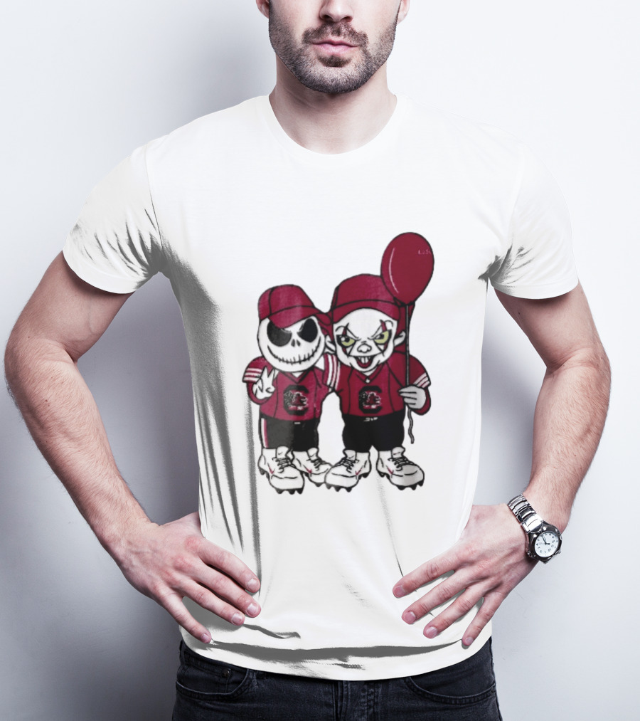 South Carolina Gamecocks NCAA Jack Skellington Pennywise Red Balloon Cartoon T-Shirt