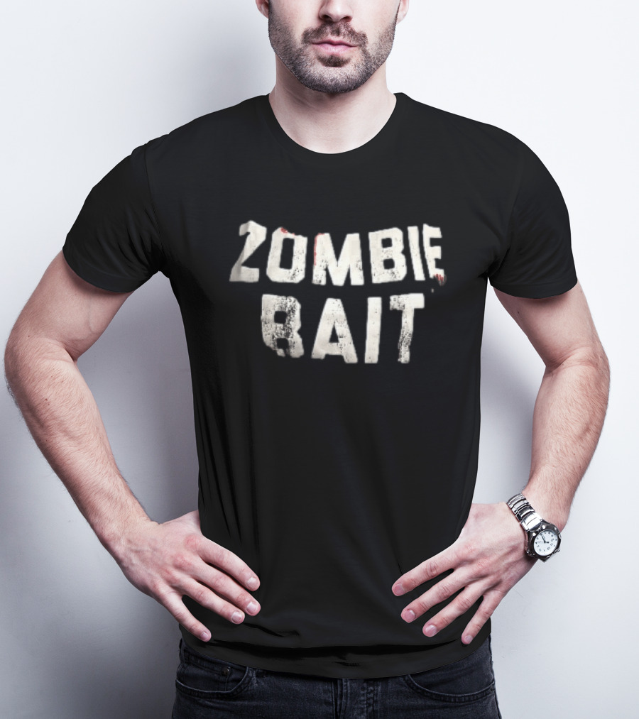 Zombie Bait Distressed White Bloodstained Crumpled Tape T-Shirt