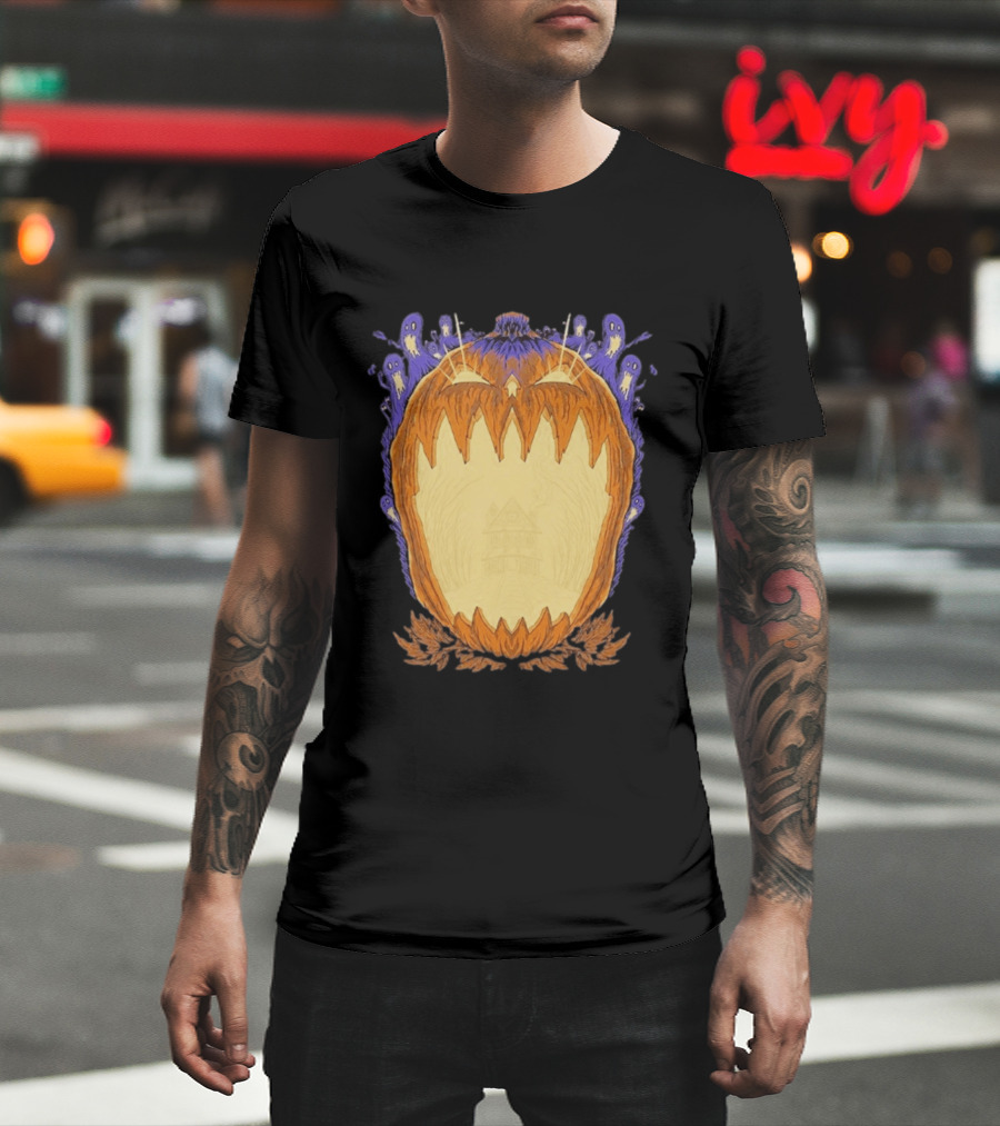 Pumpkin Ghost Haunted House Halloween Spooky Jack O' Lantern T-Shirt
